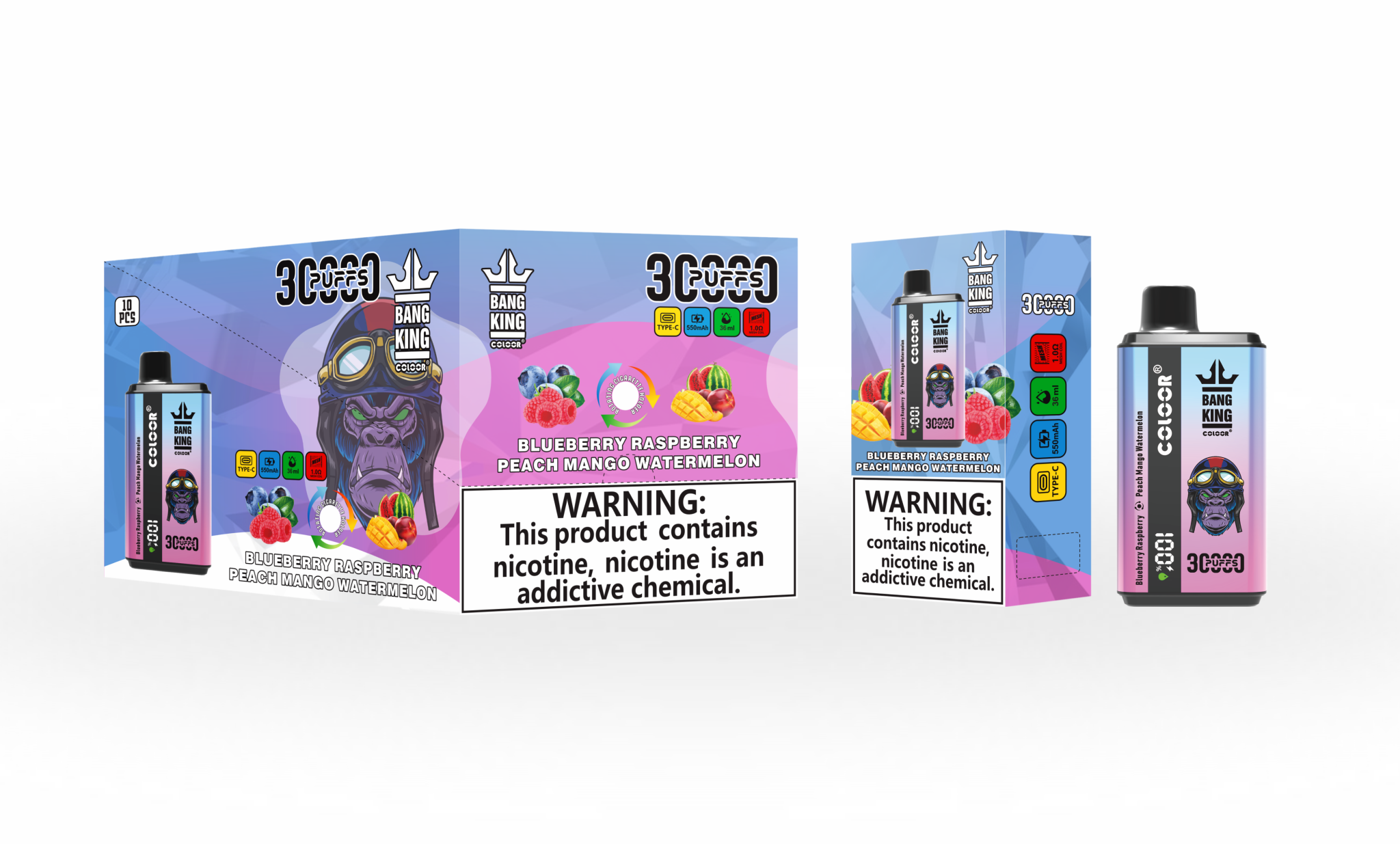 Bang KING Farbe 30000 Puffs EINWEG E-ZIGARETTEN Dual Flavor Einweggerät ...