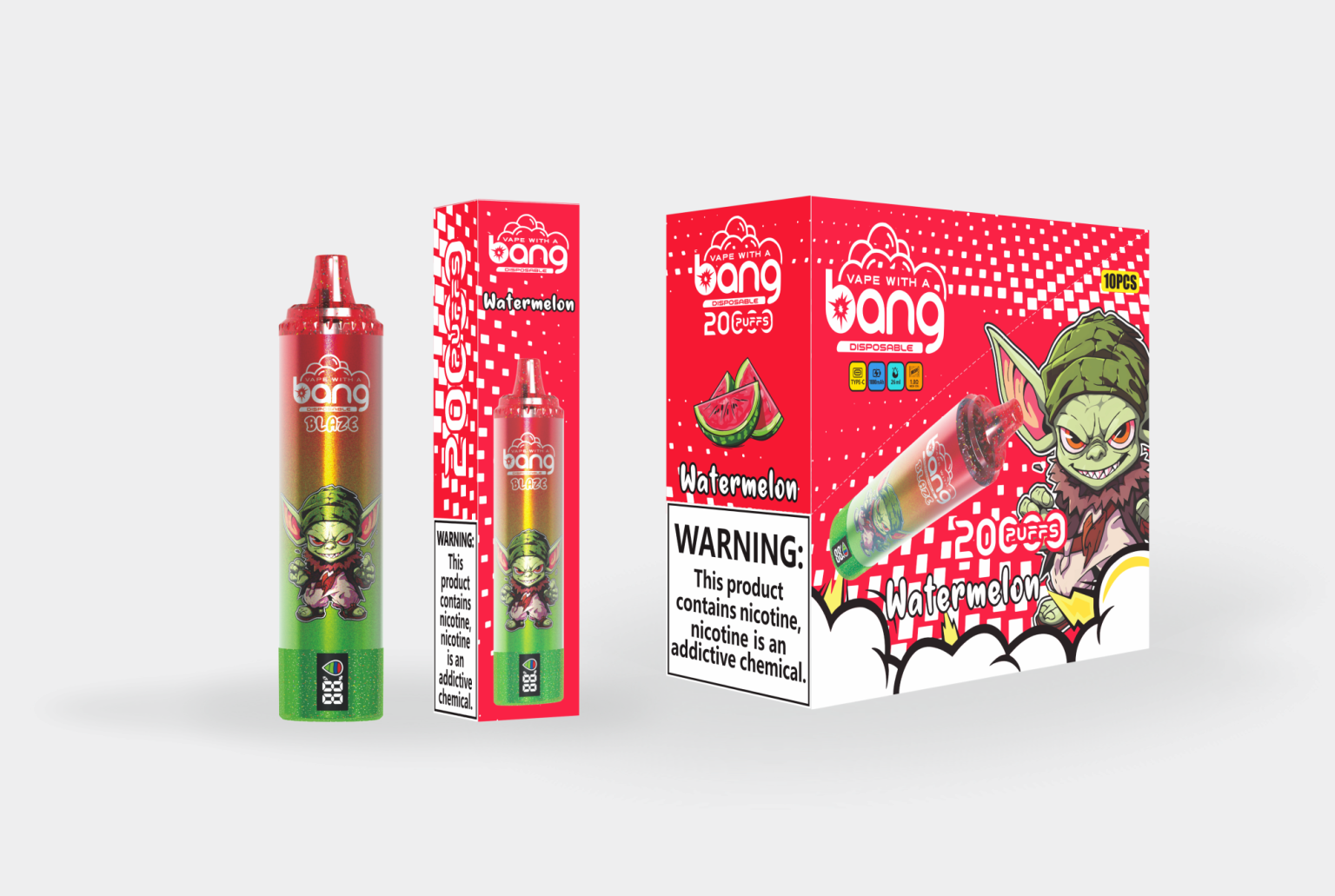 Mėgaukitės gaiviu BANG BLAZE 20000 PUFFS WATERMELON vienkartinės ...